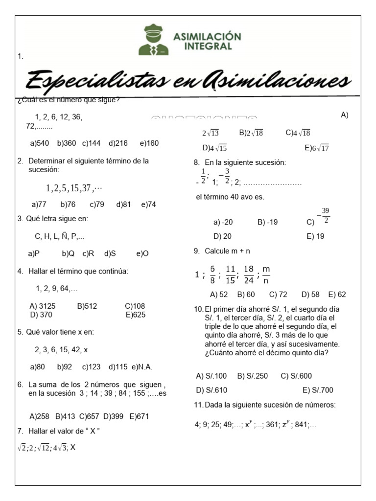 Ejercicios de Sucesiones y Progresiones | PDF | Ajedrez