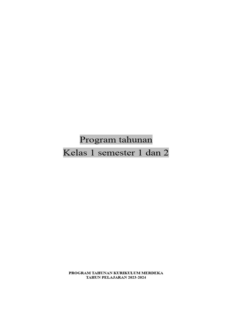 Program Tahunan Kurikulum Merdeka | PDF