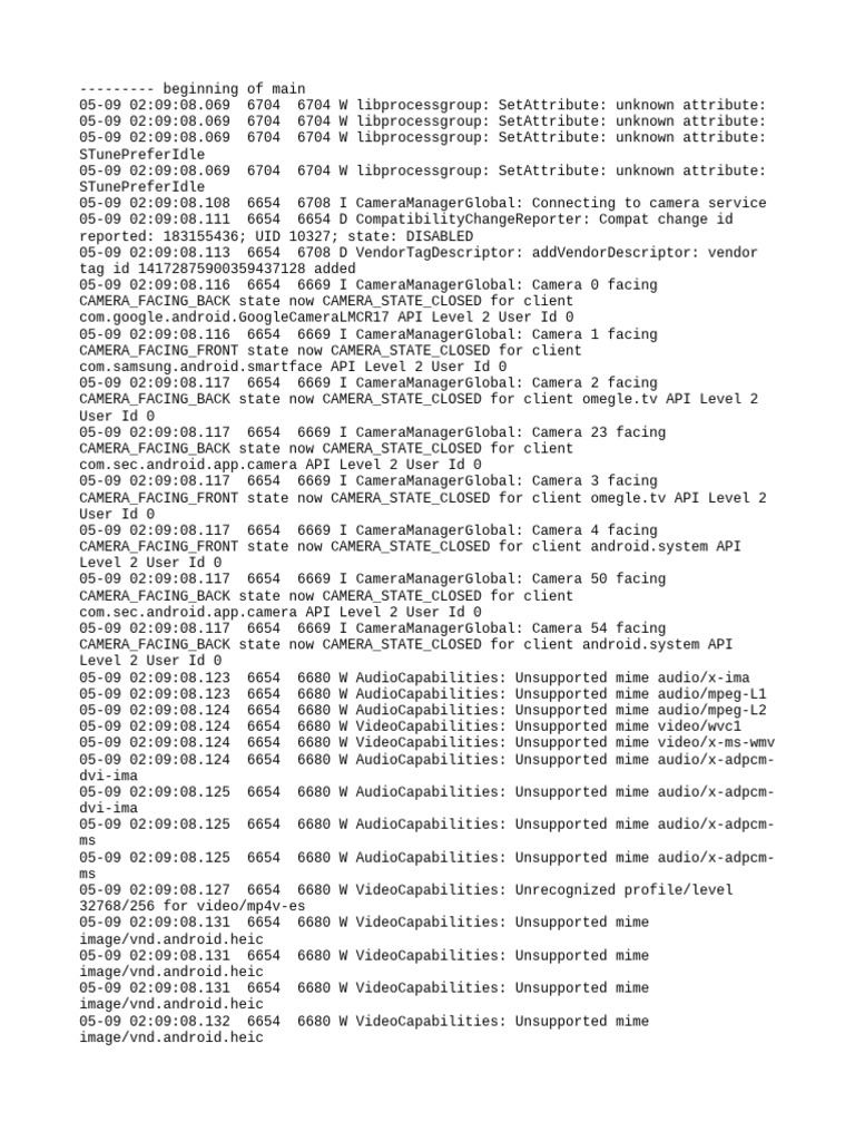 Camera State and Capability Logs | PDF | Computing Platforms | Computing