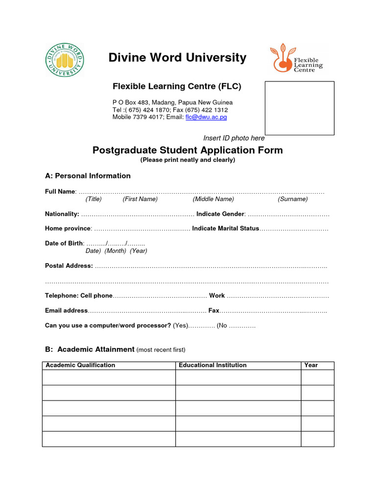 FL Postgraduate Application Form Revised 2842022 | PDF | Computing
