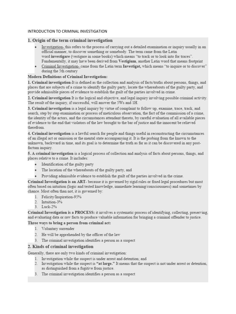 Origin of The Term Criminal Investigation | PDF | Reason | Critical ...