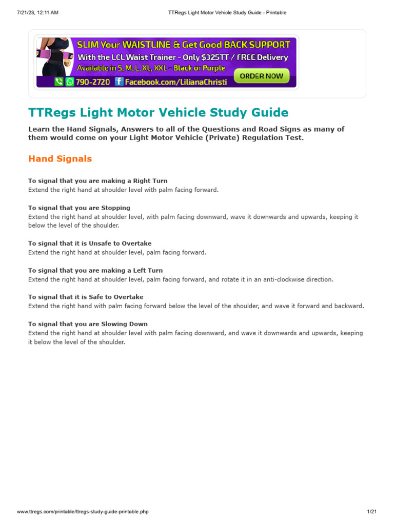 Light Motor Vehicle Regulation Guide | PDF | Traffic | Intersection (Road)