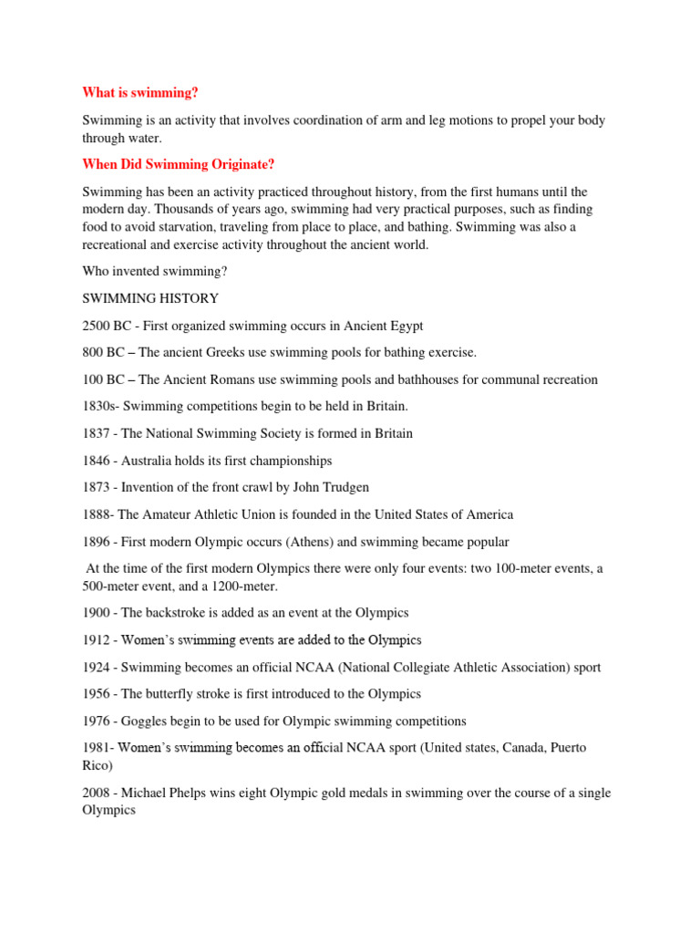 Swimming | PDF | Swimming | Swimming (Sport)