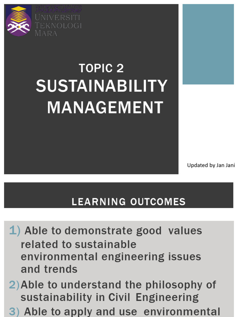 UiTM Topic 2 - Sustainability Management | PDF | Sustainability ...