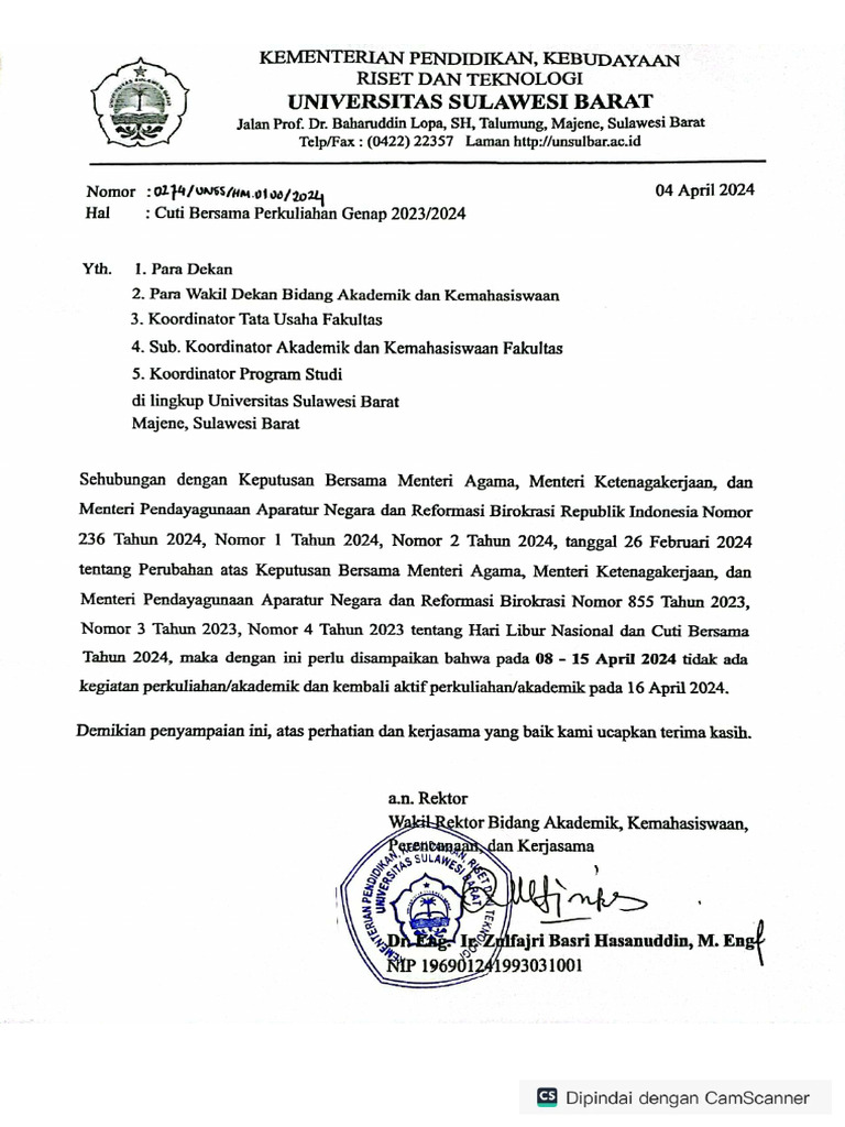 Cuti Bersama Semester Genap | PDF