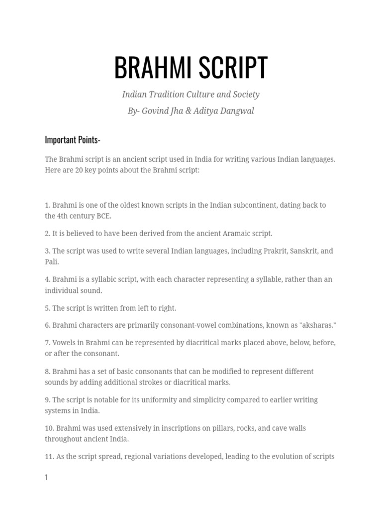 Brahmi IMPt | PDF | Linguistics | Writing