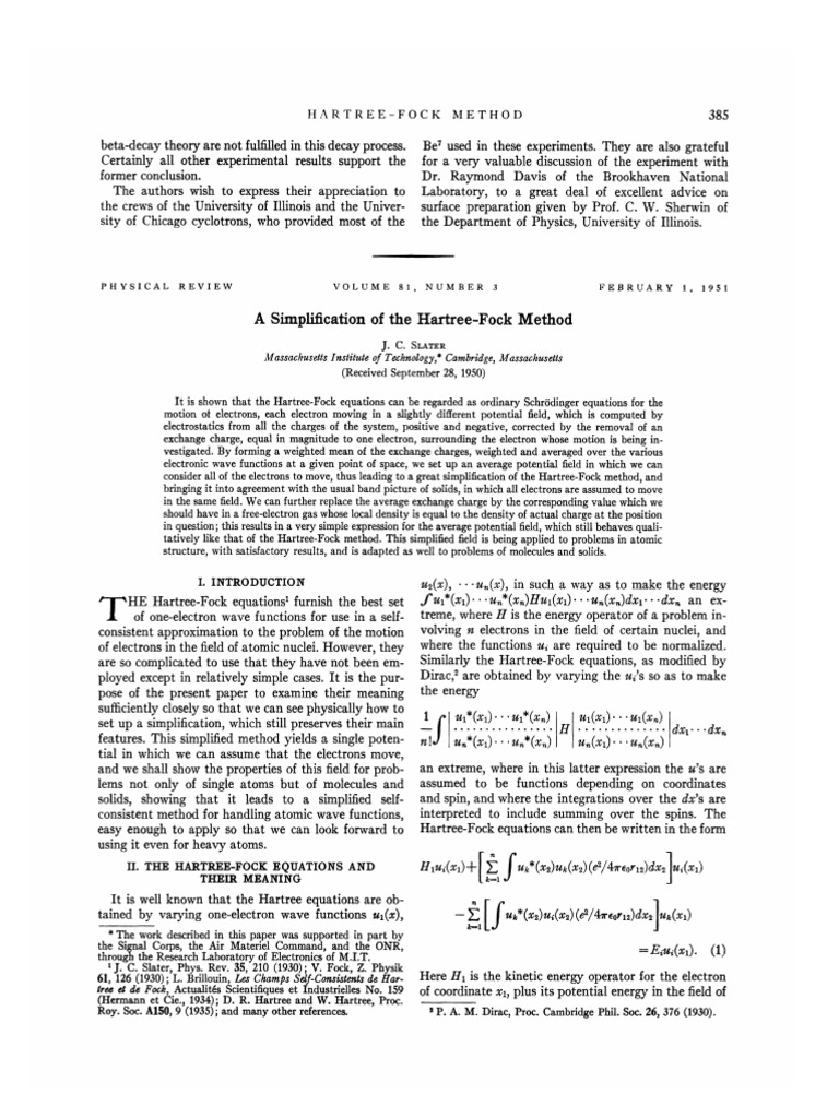 Hartree Fock | PDF | Hartree–Fock Method | Physics