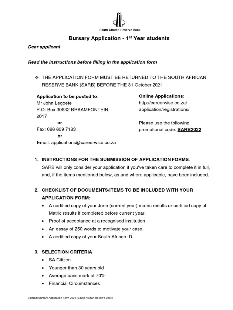 External Bursary Application Form | PDF