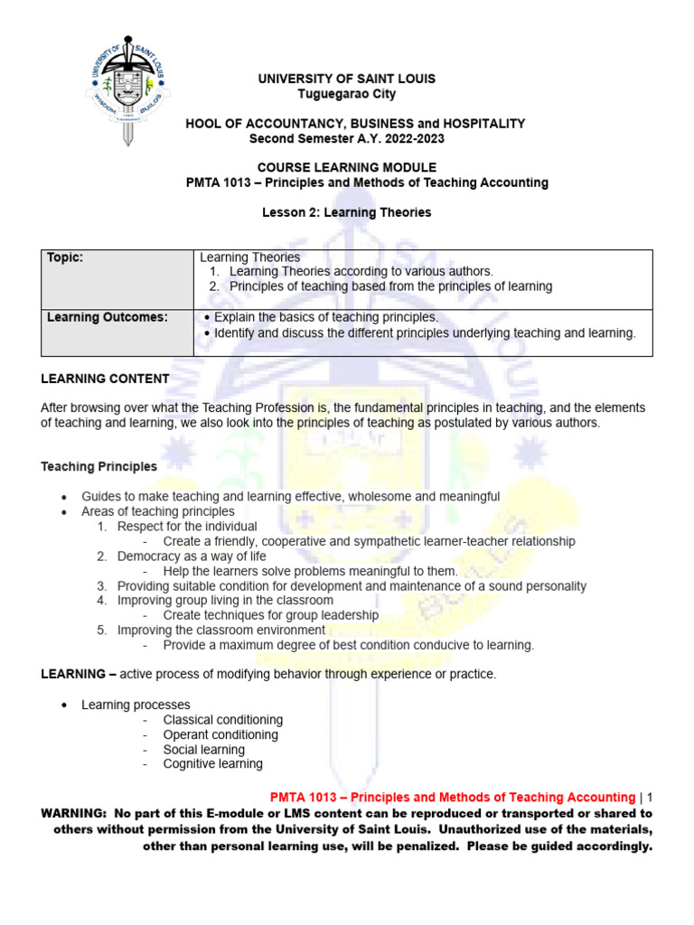 Lesson-2-Learning-Theories | PDF | Learning | Learning Theory (Education)
