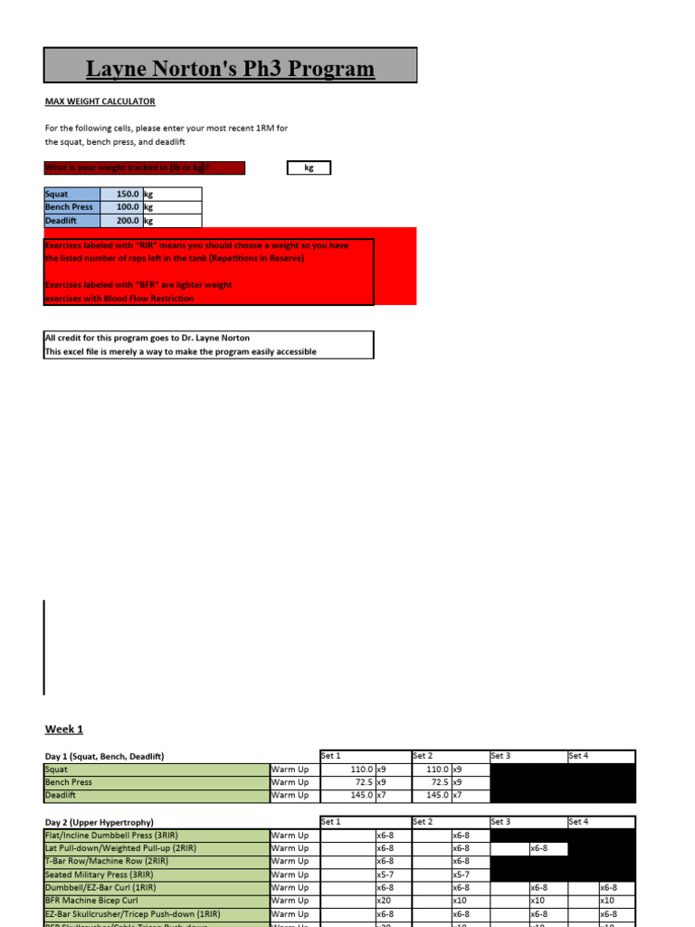 Max Weight Calculator for Lifting | PDF | Weight | Management Of Obesity