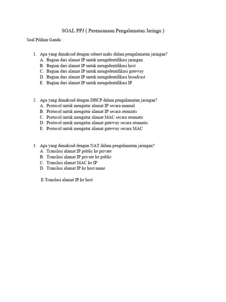 Soal PPJ | PDF | Metode & Bahan Ajar | Teknologi & Rekayasa