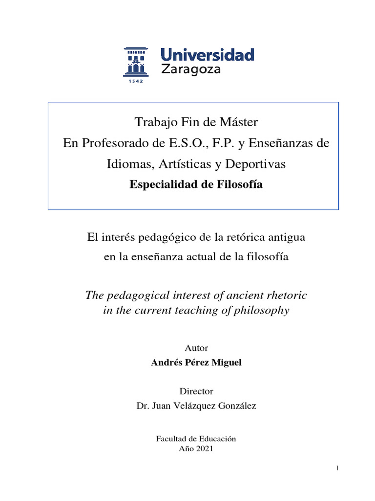 Taz TFM 2021 1316 | PDF | Retórica | Platón