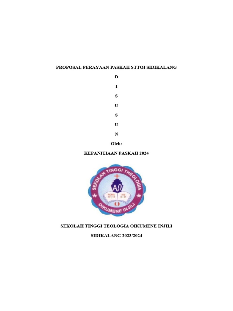 Proposal Paskah STTOI Sidikalang 2024 | PDF
