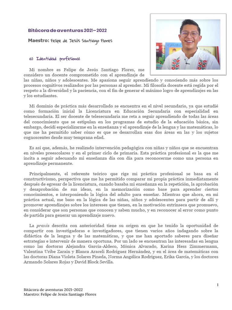 Bitácora Ejemplo 3 | PDF | Enseñando | Maestros