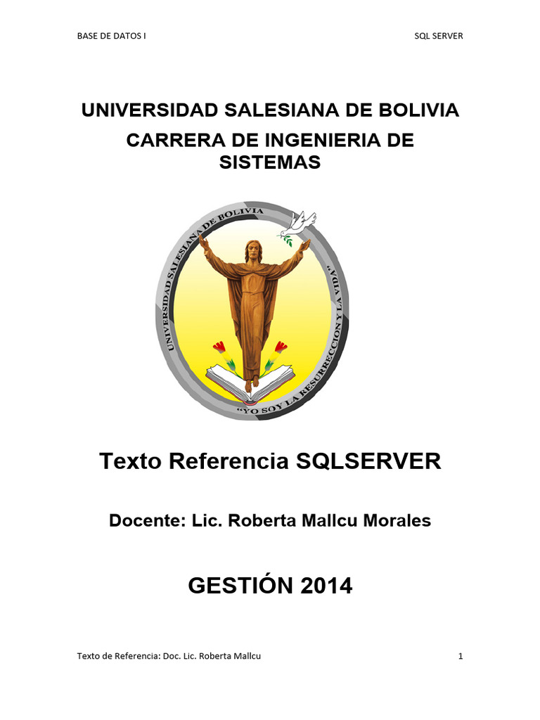 Texto Referencial SQL Server | PDF | Servidor SQL de Microsoft | SQL Texto Referencial SQL Server | PDF | Servidor SQL de Microsoft | SQL