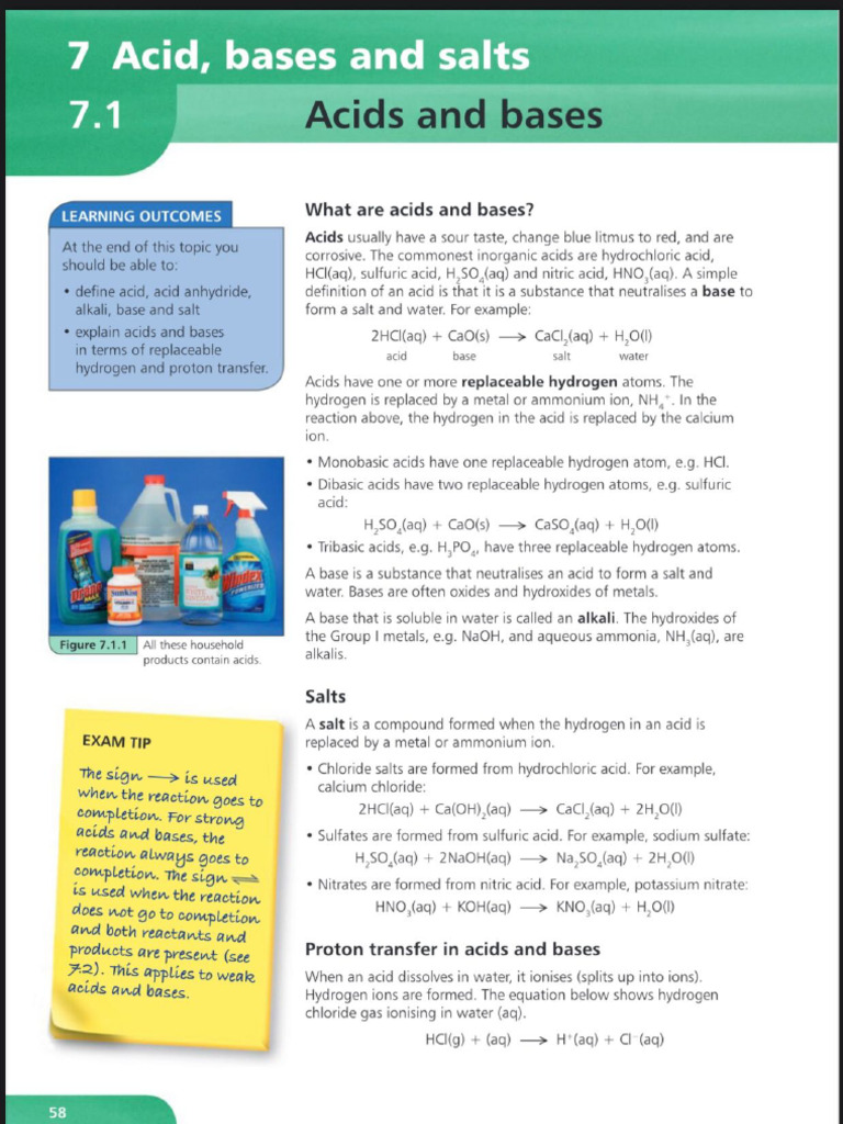 Acids, Bases and Salts Study Guide | PDF