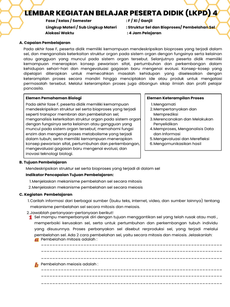 LKPD 4 Sel Dan Bioproses | PDF
