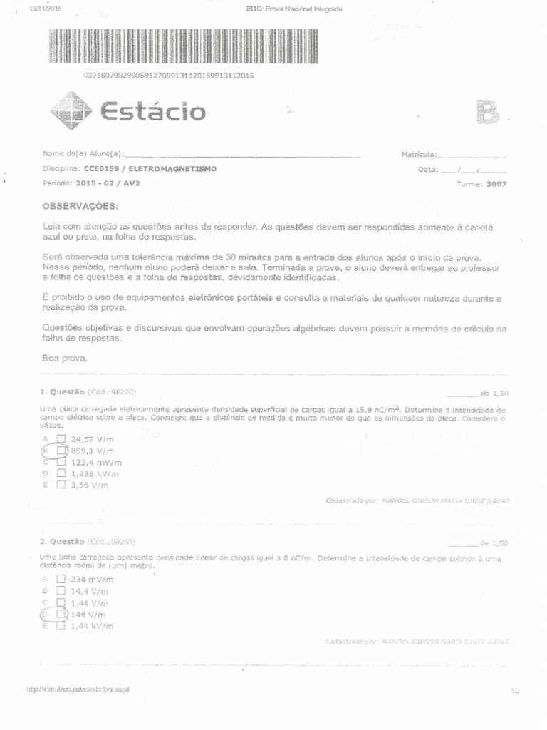 AV2 2015-Eletromag | PDF