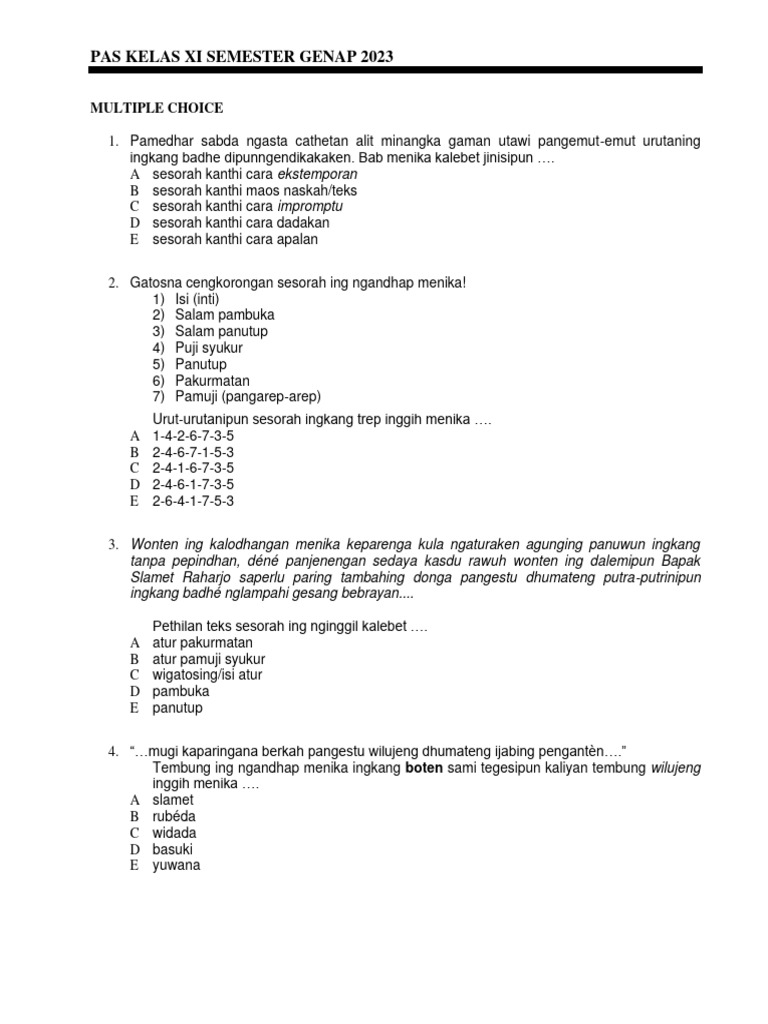 Soal Latihan Kelas Xi Sem 2 | PDF