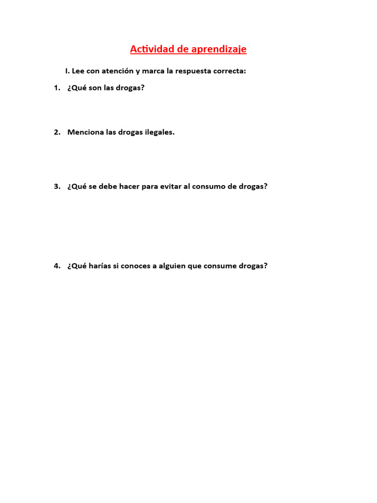 Actividad de Aprendizaje LA DROGA | PDF