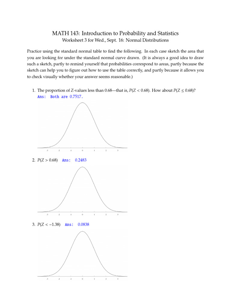 w03 normalDistWithAnswers | PDF | Normal Distribution | Weight