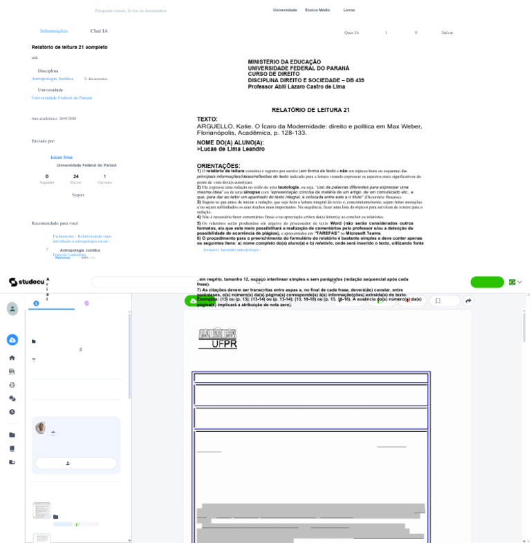 Relatório de Leitura de Direito UFPR | PDF | Abstract (resumo)