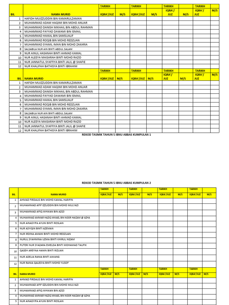 Rekod Tasmik 5 Ia 2023 | PDF