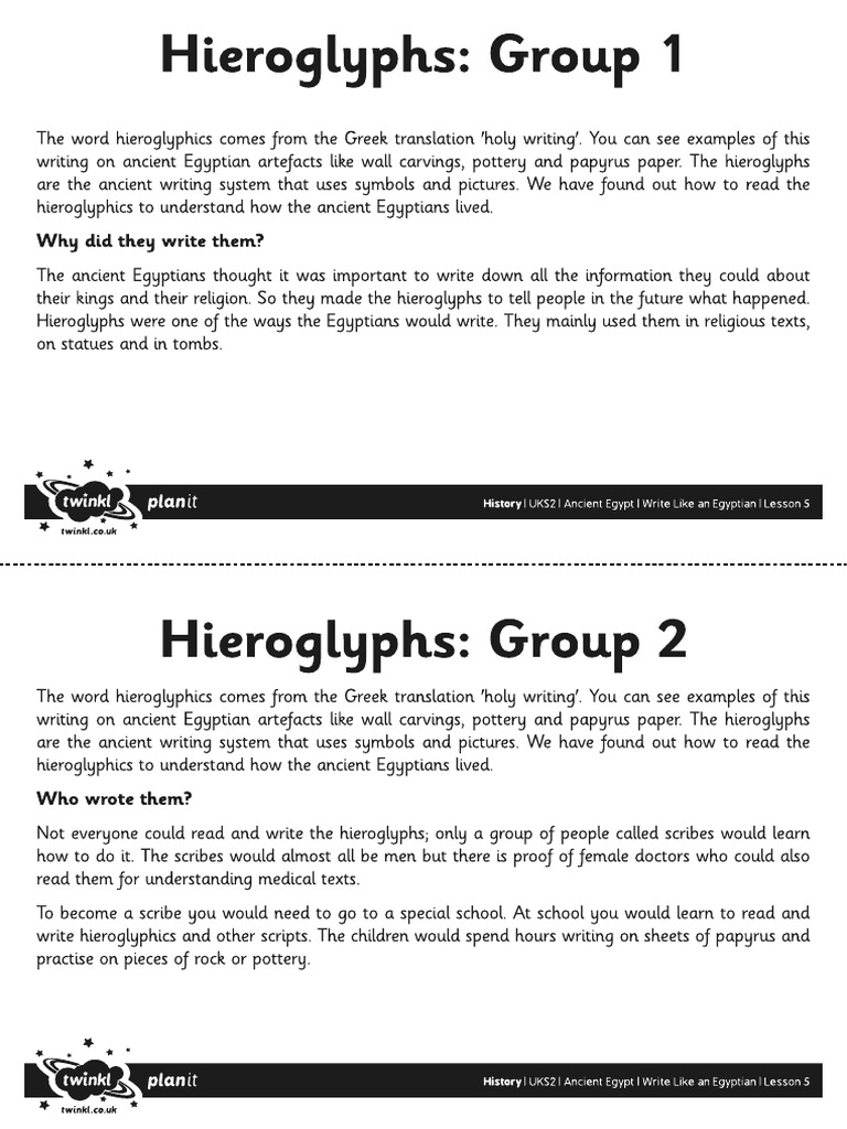 Activity Sheet Hieroglyphs | PDF