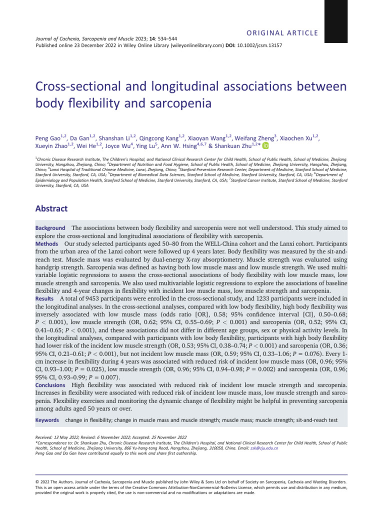 2023 - Cross-Sectional and Longitudinal Associations Between Body Flexibility and Sarcopenia ...