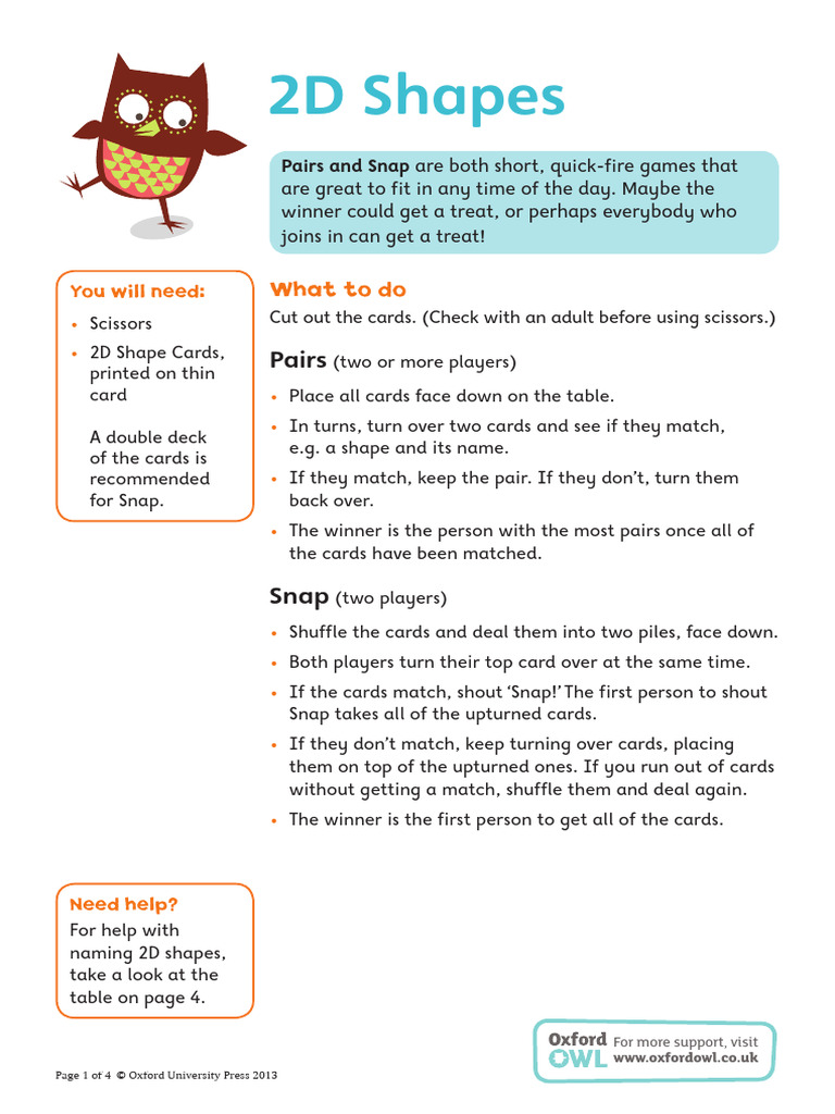 2D Shapes Pairs and Snap | PDF | Shape | Elementary Geometry