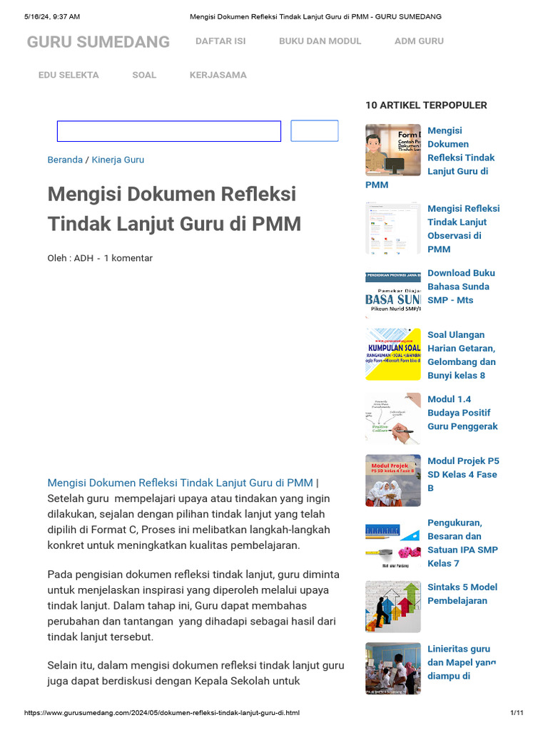 Pengisisan Pilihan Belajar Dari Platform Merdeka Mengajar (PMM) | PDF