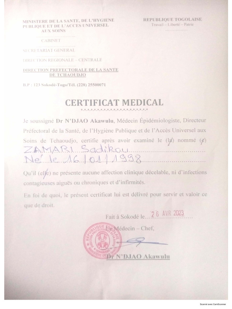 Certificat Médical | PDF