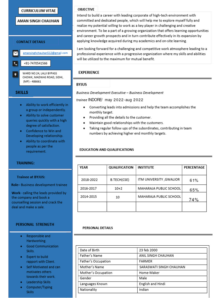 Himanshu CV | PDF | Behavior Modification | Cognition