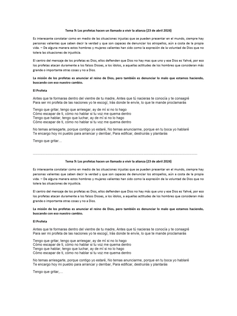 Tema 9 de Confirma | PDF | Profeta