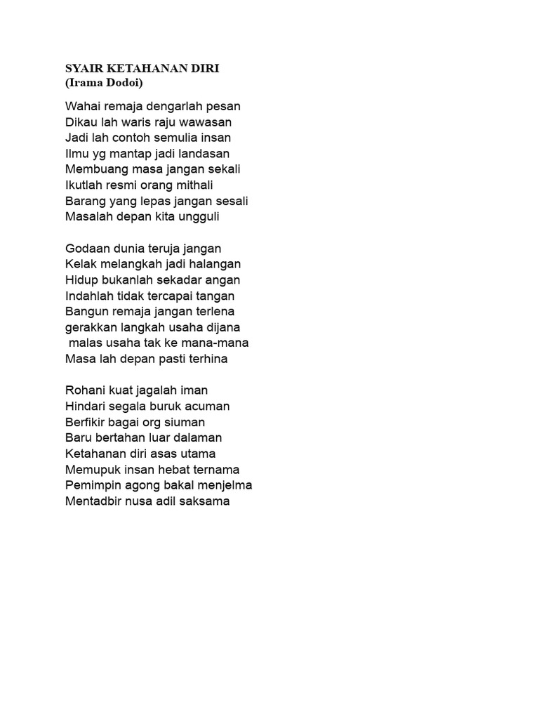 Syair Ketahanan Diri | PDF