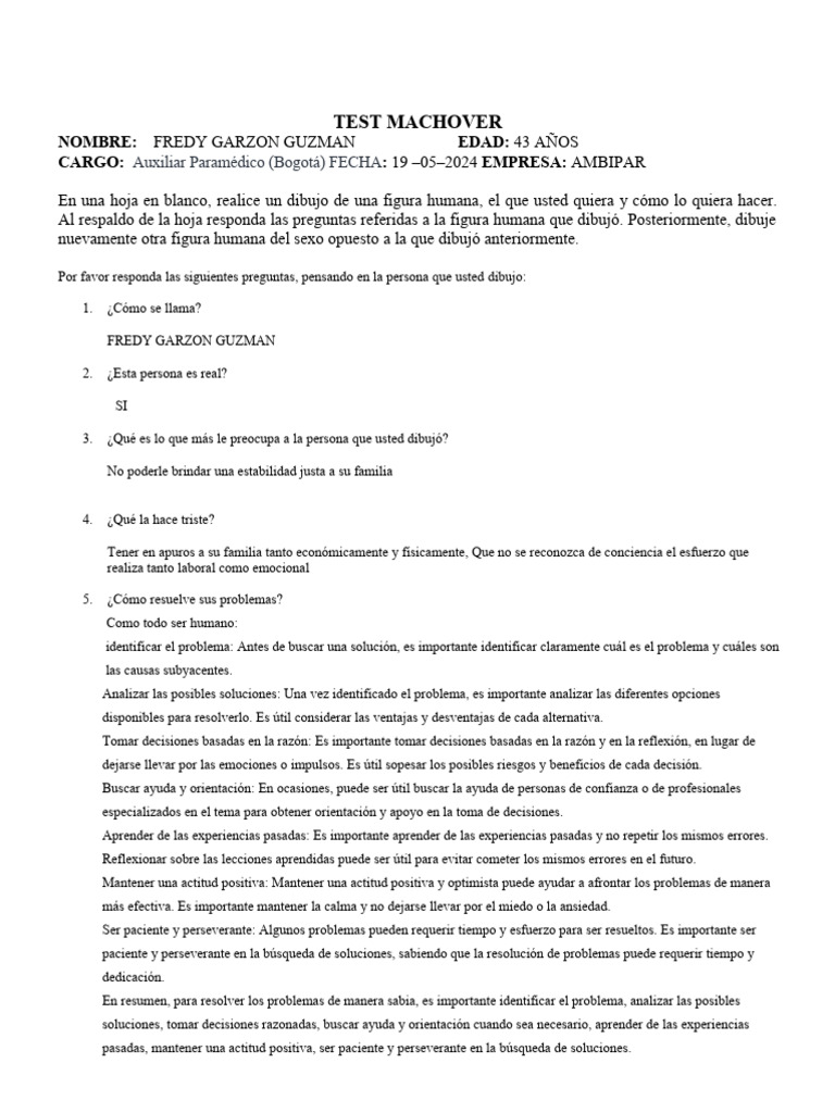 Test Machover | PDF | Amor | Toma de decisiones