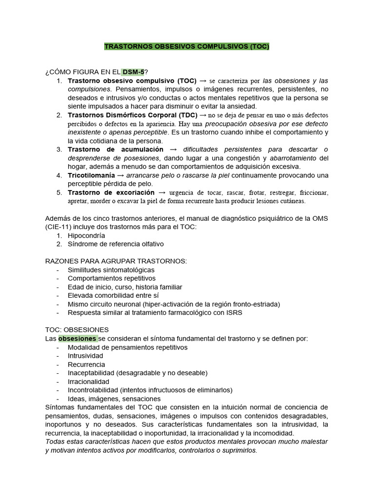 Trastornos Obsesivos Compulsivos (TOC) | PDF | Desorden obsesivo compulsivo | Pensamiento