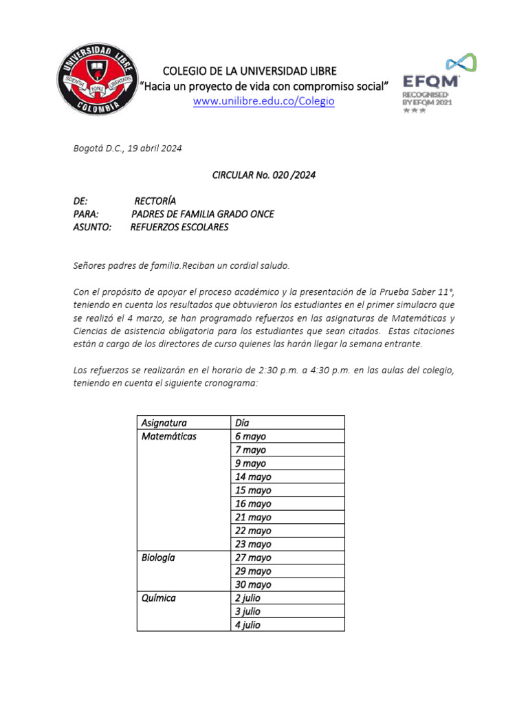Circular Refuerzos 2024 | PDF