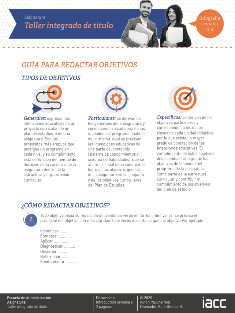 TALIT1101 S6 INF Guía para Redactar Objetivos | PDF | Plan de estudios