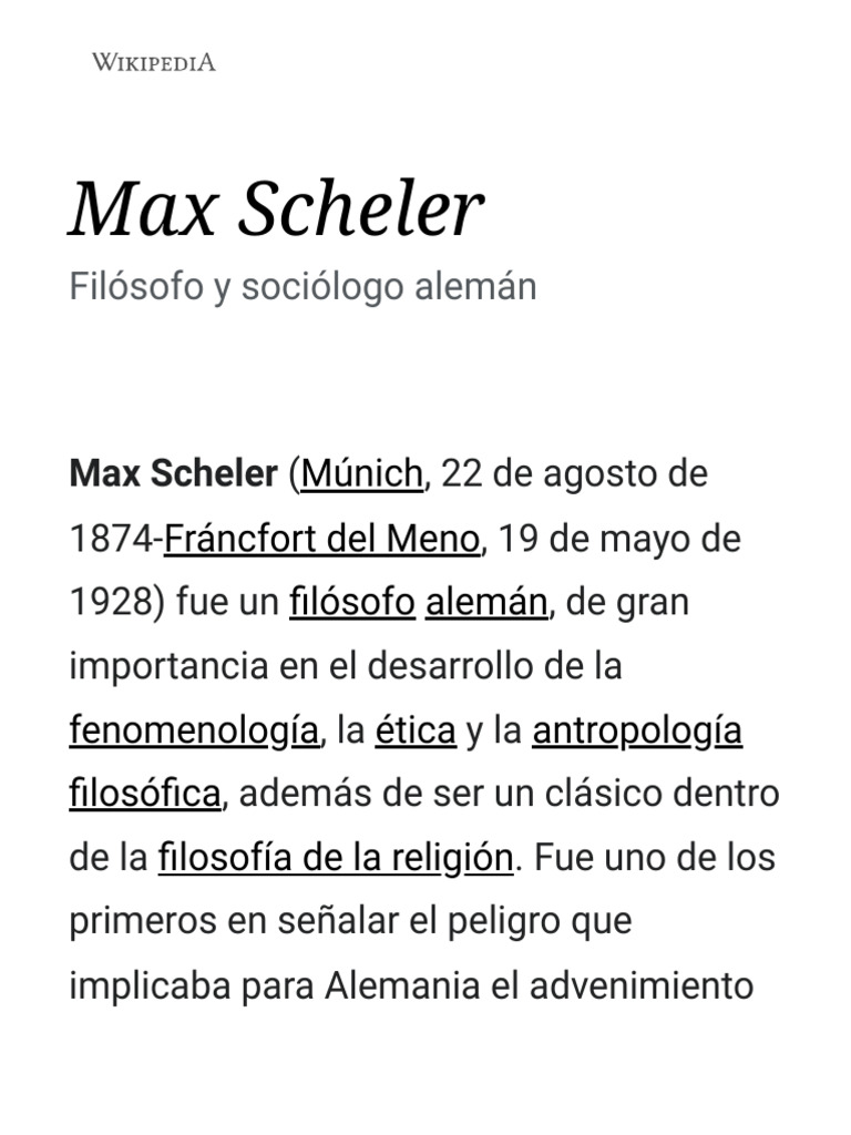 Max Scheler: Fenomenología y Ética | PDF | Epistemología