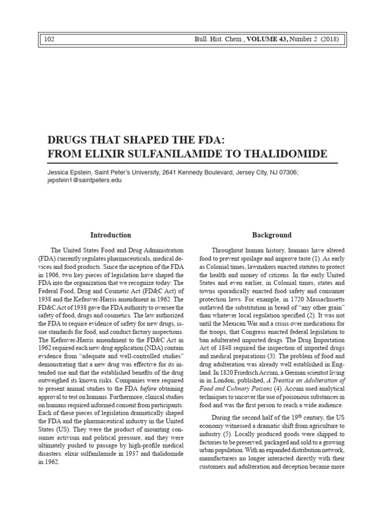 1+2 - Drugs That Shaped The FDA From Elixir Sulfanilamide To ...
