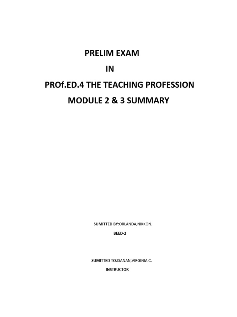 Prelim Exam in Prof Ed 4 | PDF | Learning | Teachers