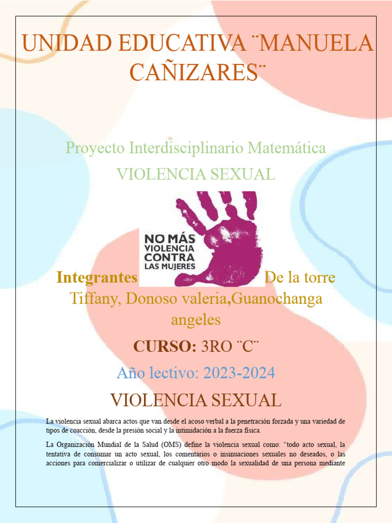 UNIDAD EDUCATIVA Mate Proyecto - 1 | PDF | Violencia sexual | La violencia contra las mujeres