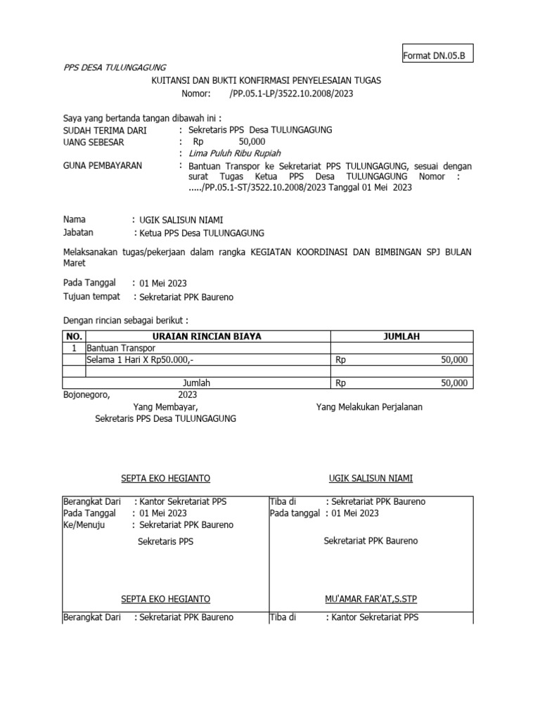 Kwitansi - Penyelesaian - Tugas - PPS - 014528 | PDF