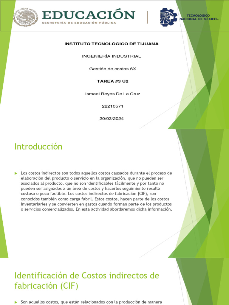 Ismael Reyes T3 U2 | PDF | Costo | Fábrica