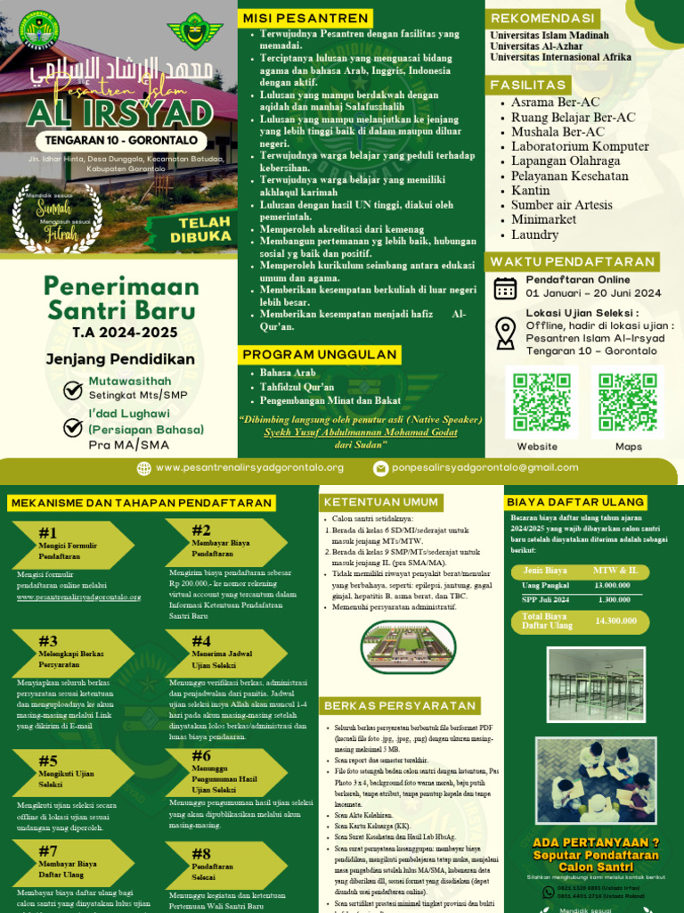 Brosur Pendaftaraan Pesantren Al Irsyad Tengaran 10 - Gorontalo | PDF