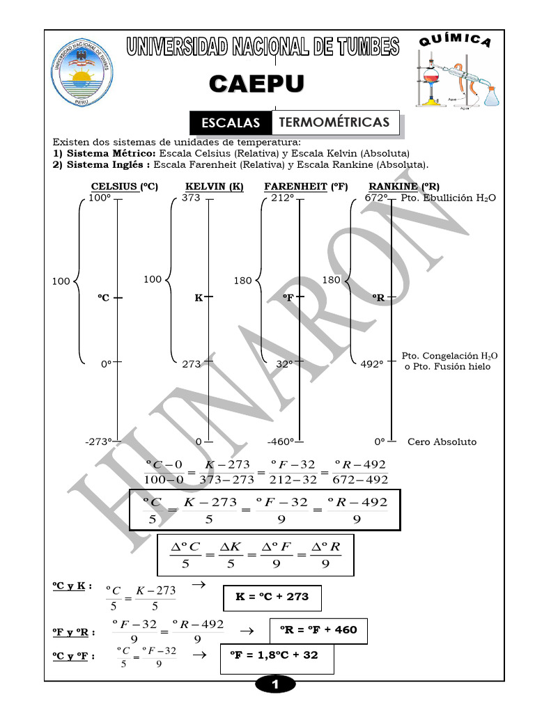 TEMPERATURA Y CONV. DE UNIDADES (Teoría) | PDF | Fahrenheit | Celsius