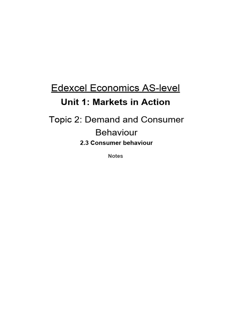 C Consumer behaviour-U1-Markets in Action-Edexcel IAS IAL Economics ...