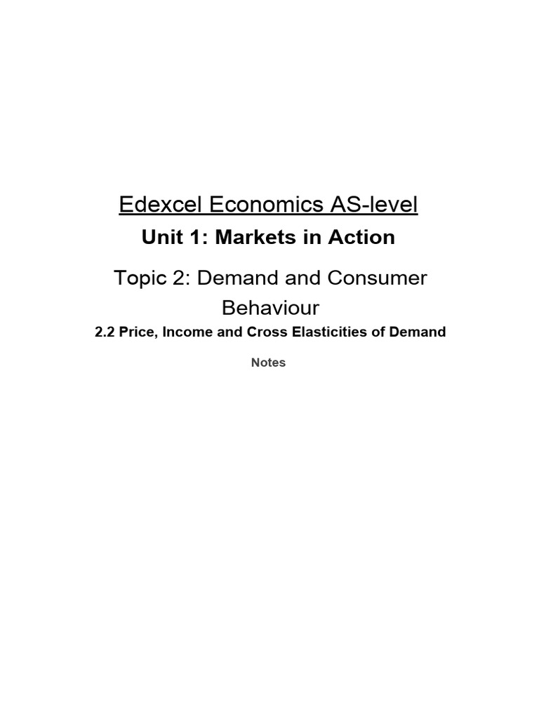 B Price Income and Cross Elasticities of Demand-U1-Markets in Action ... B Price Income and Cross Elasticities of Demand-U1-Markets in Action ...