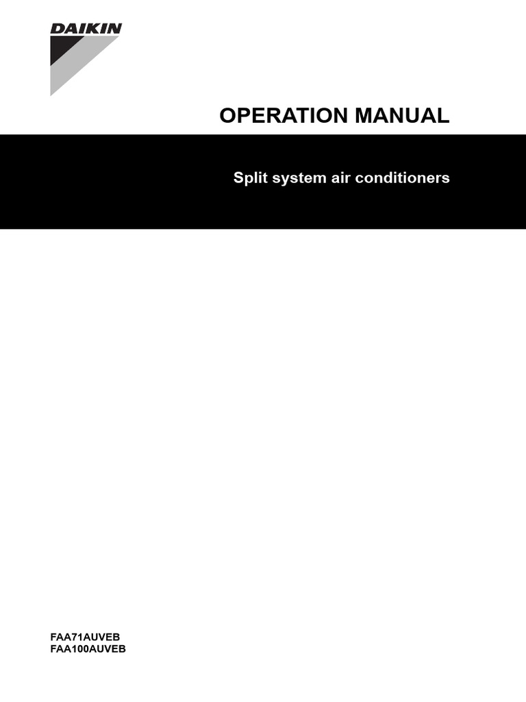 Daikin Split System AC Operation Manual | PDF | Air Conditioning